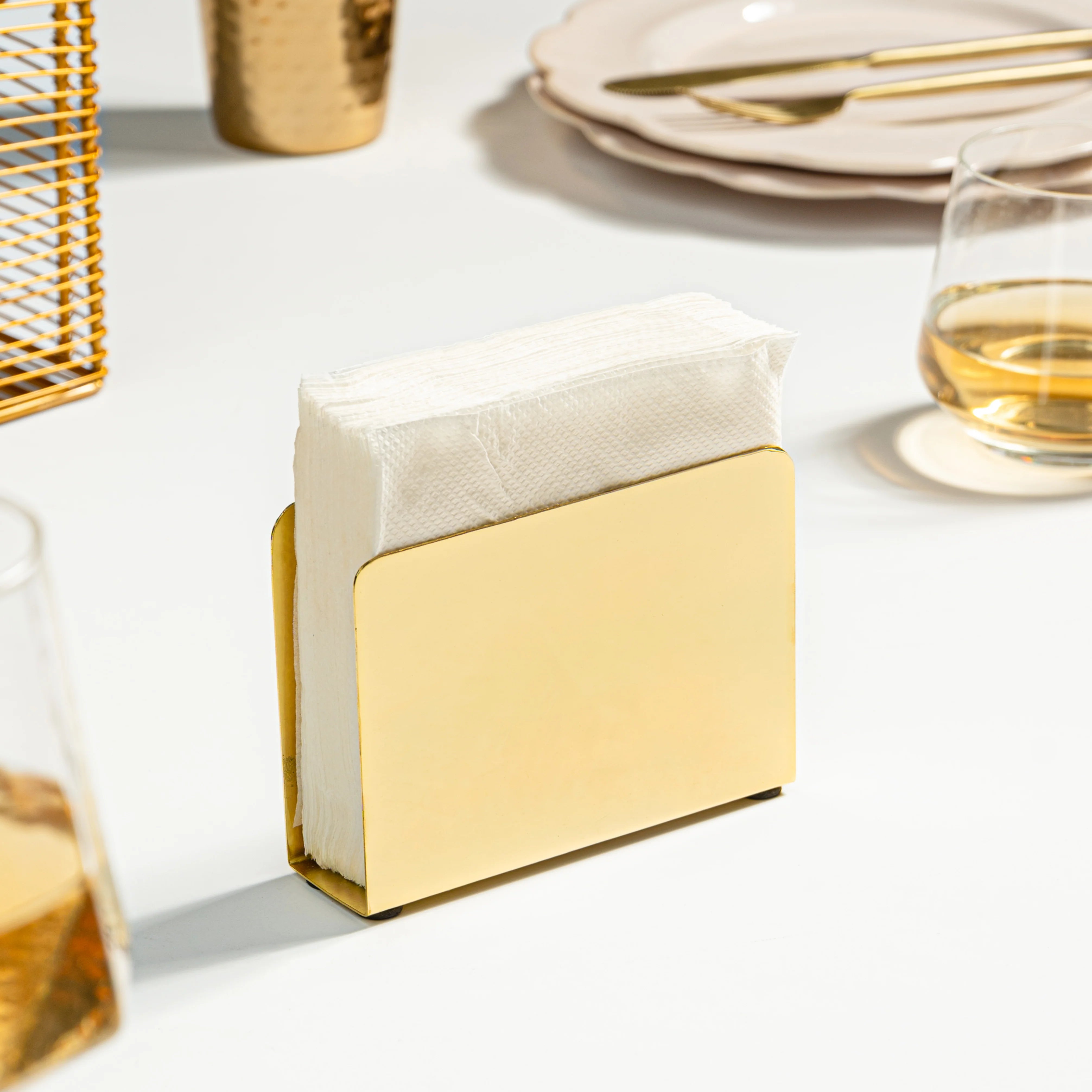 Luxe Living: Gold Rectangle Napkin Holder – FolksKulture
