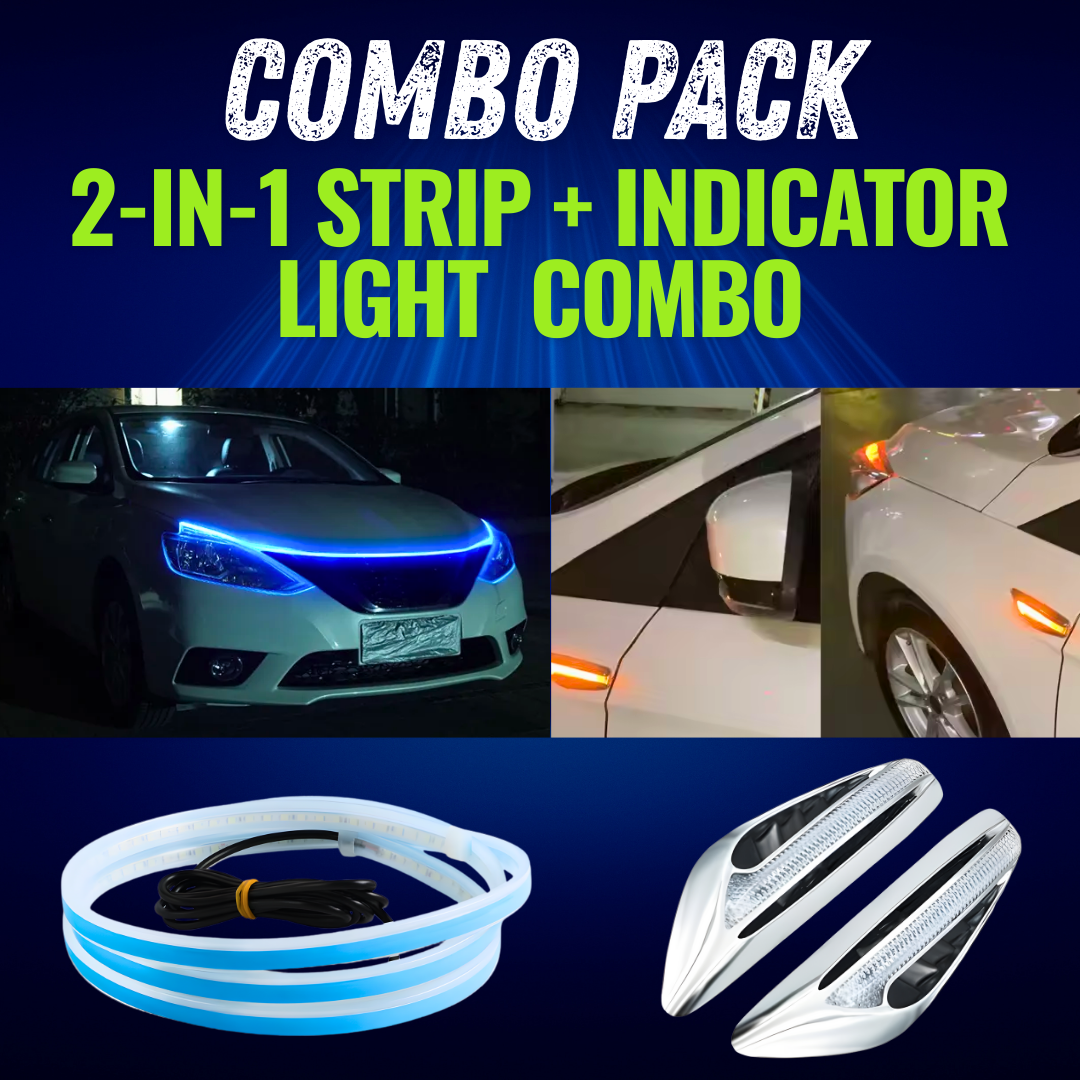 2-in-1 LED Car Strip Light & Blade Shape LED Indicator Combo Pack ...